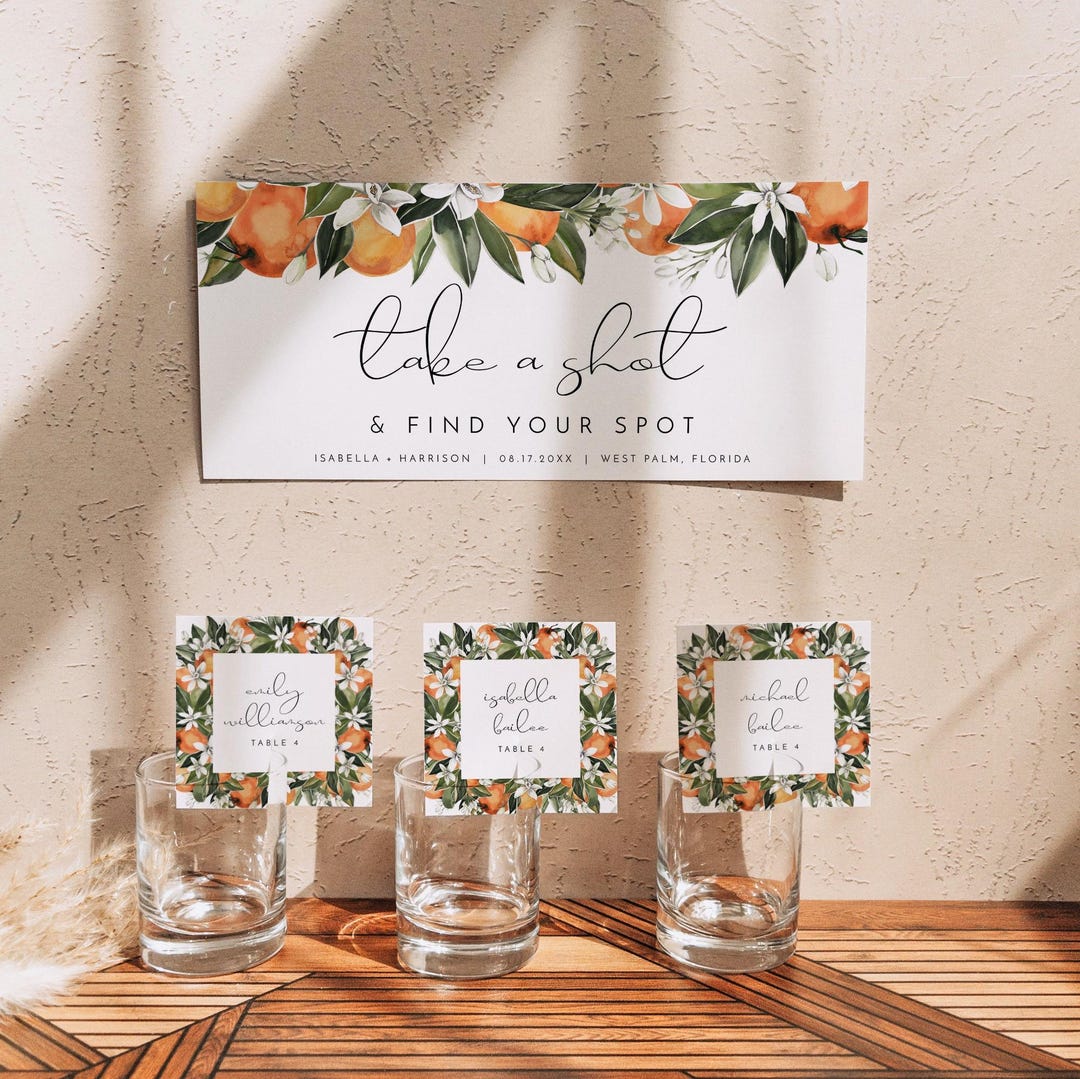 Shot Glass Seating Chart Template, Champagne Seating Chart Tags ...