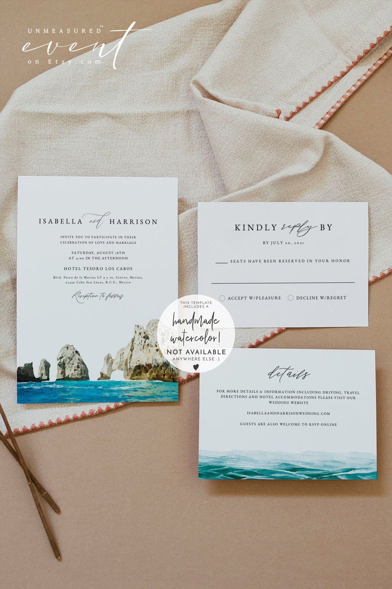 Cabo Wedding Invitation Suite Printable Cabo San Lucas | Etsy