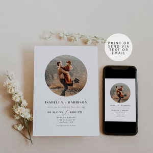 ZARA Modern Wedding Invitation Template, Photo Wedding Invite Editable ...
