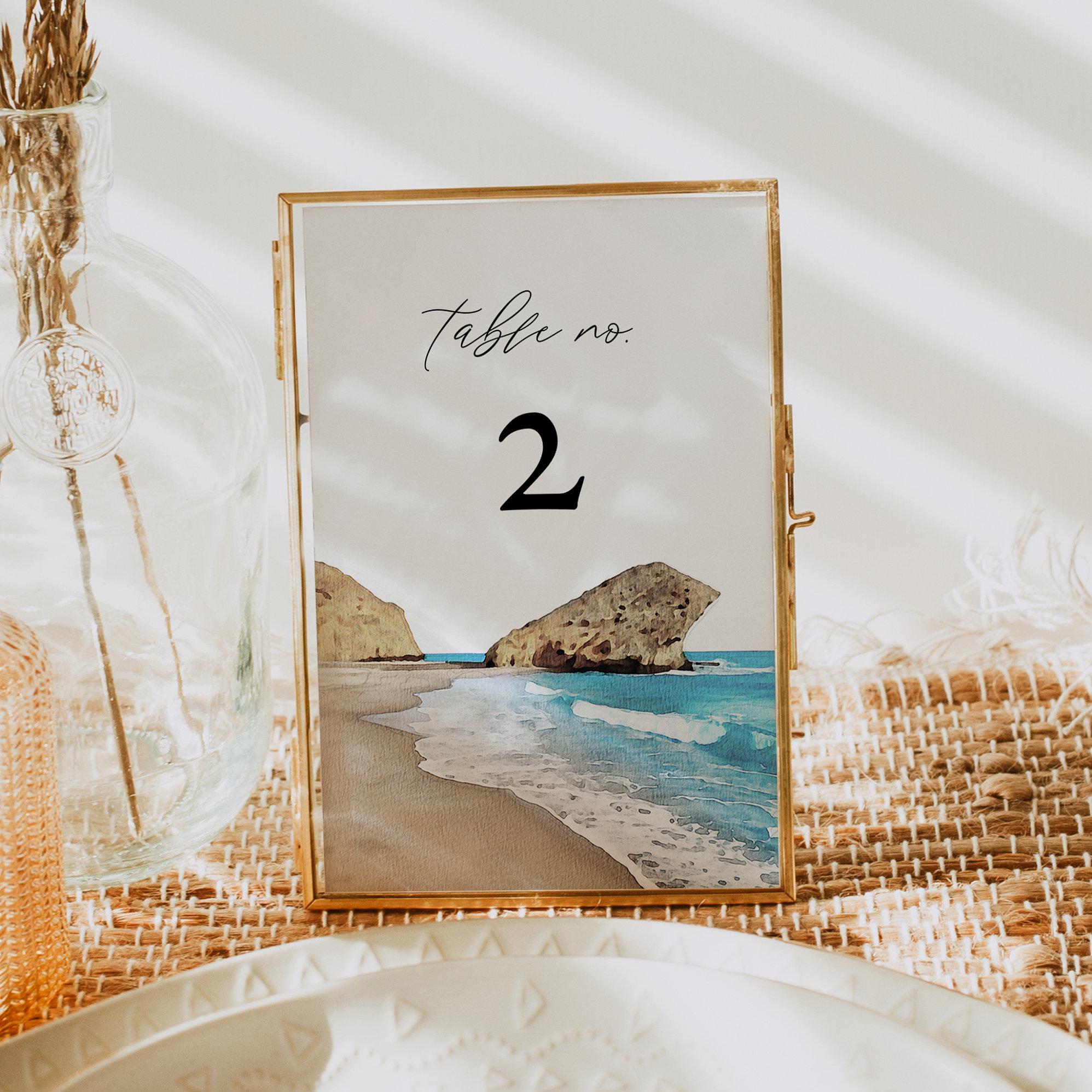 Table Number Template, Cabo Watercolor Table Number, Cabo Wedding Table ...