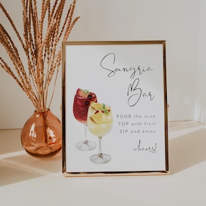 Minimalist Sangria Bar Sign Template, Modern Sangria Station Printable ...