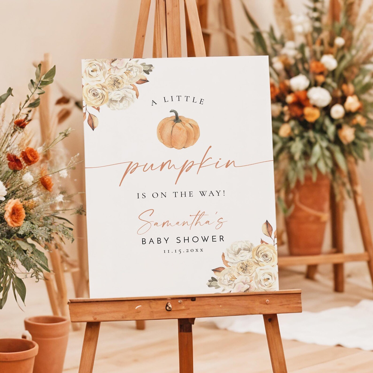 WILLA Little Pumpkin Baby Shower Welcome Sign Template, Fall Baby ...
