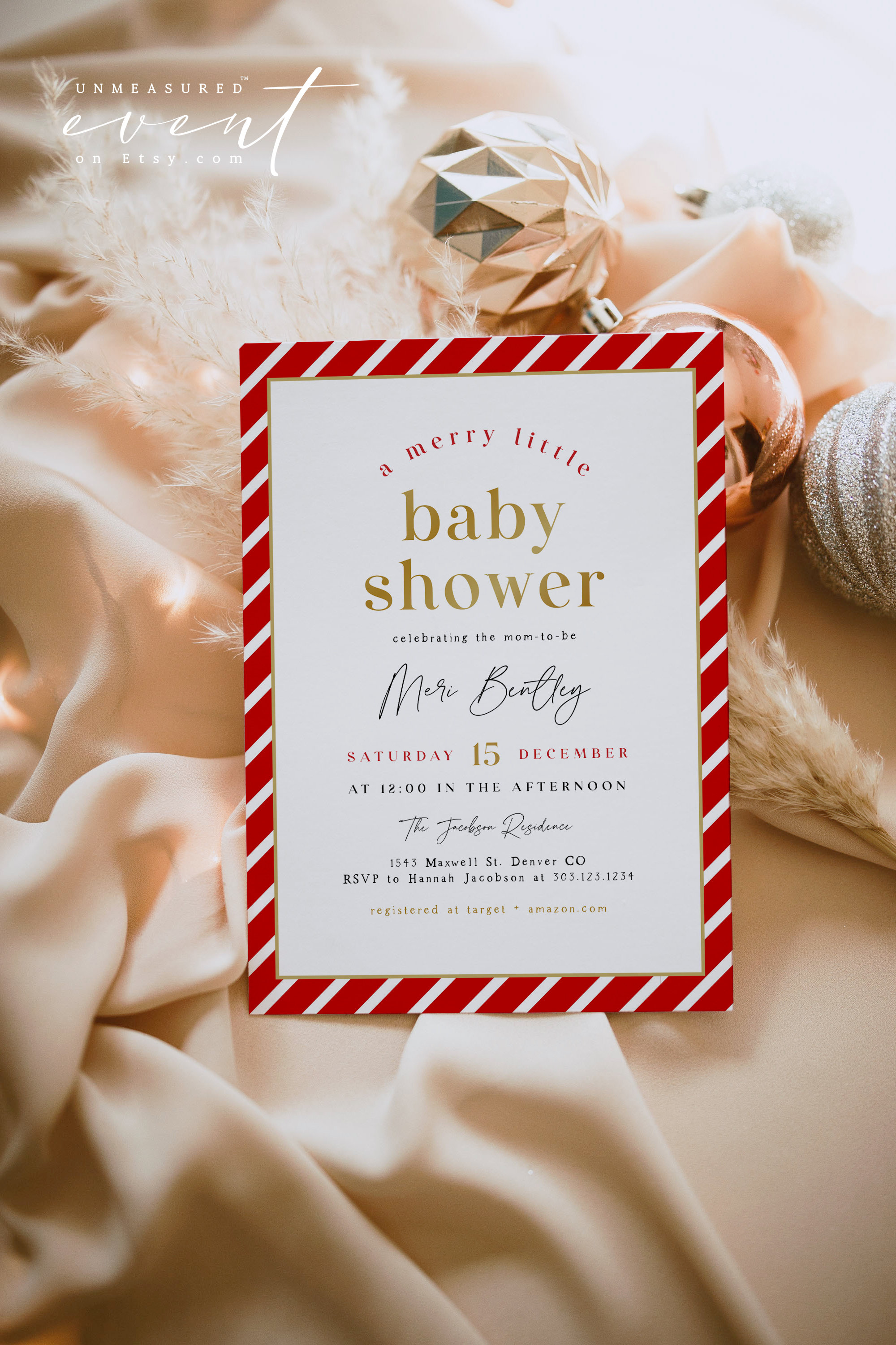 MERI Printable Christmas Baby Shower Invitation A Merry - Etsy