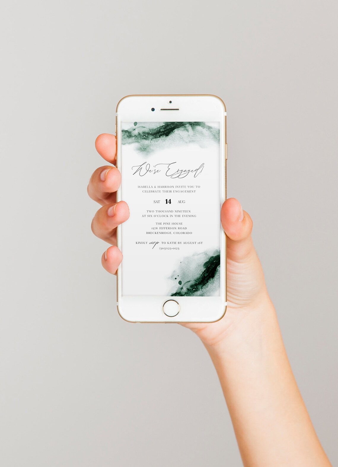 EMERALD Abstract Engagement Party Evite Template Engagement - Etsy