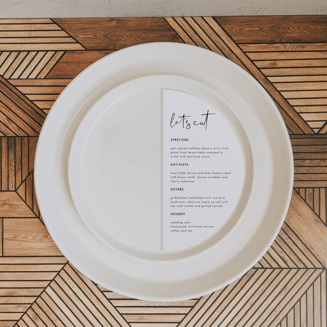 Minimalist Half Moon Menu Template, Modern Half Circle Menu Card ...