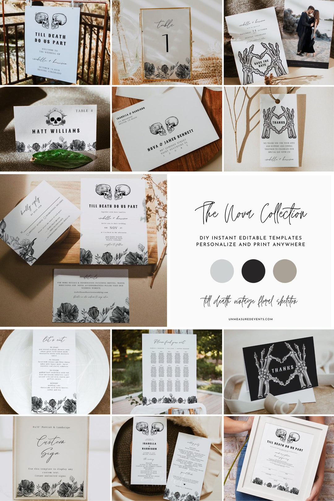 NOVA Skull Wedding Invitation Bundle, Skeleton Wedding Mega Bundle ...