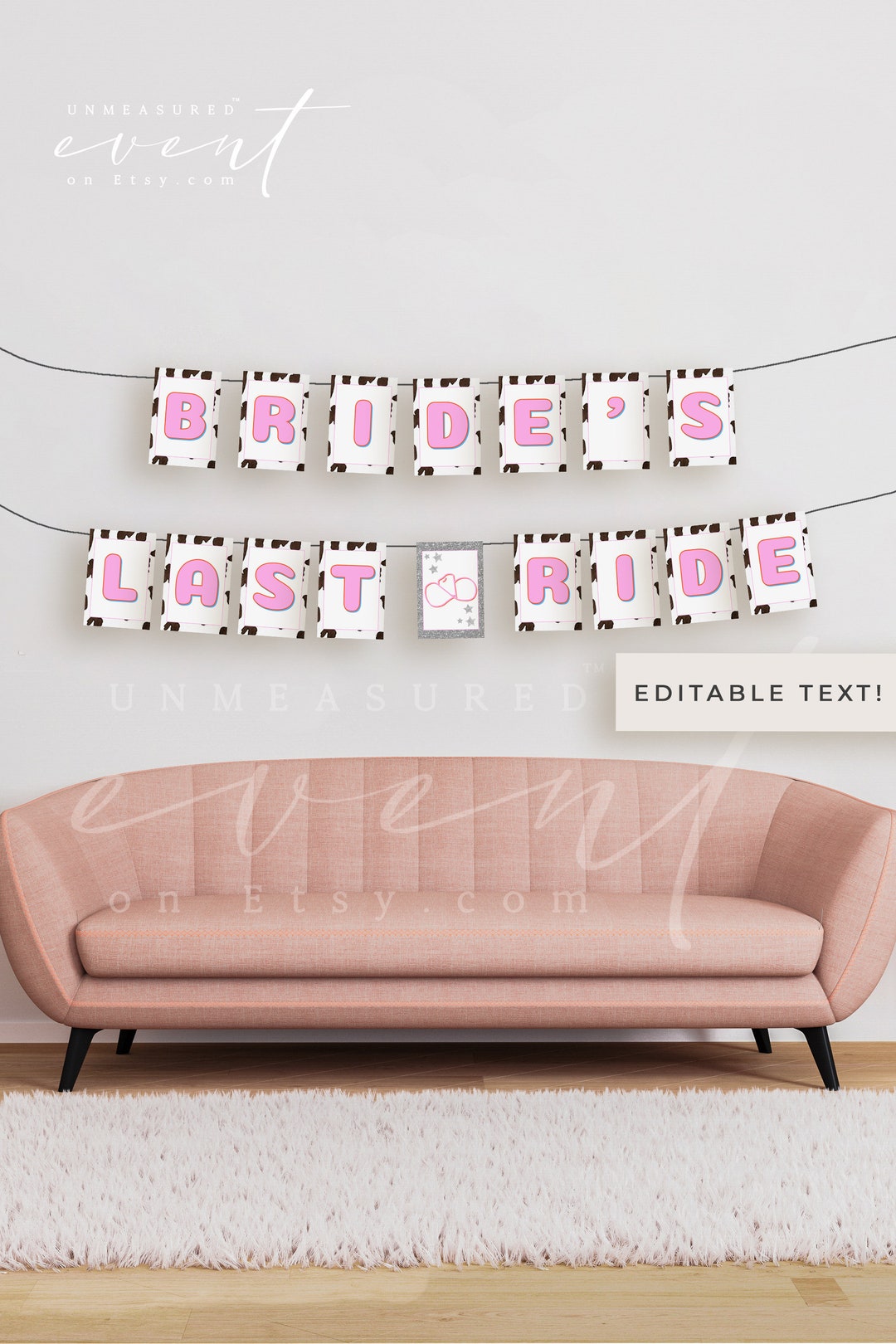 DINA Space Cowgirl Bachelorette Bunting Banner Template, Printable ...