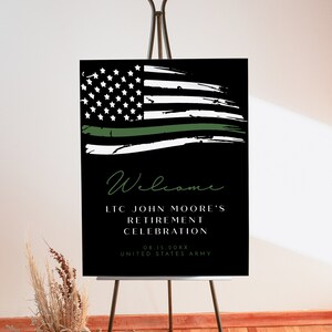 THIN GREEN LINE Retirement Party Welcome Sign Template, Army Retirement ...