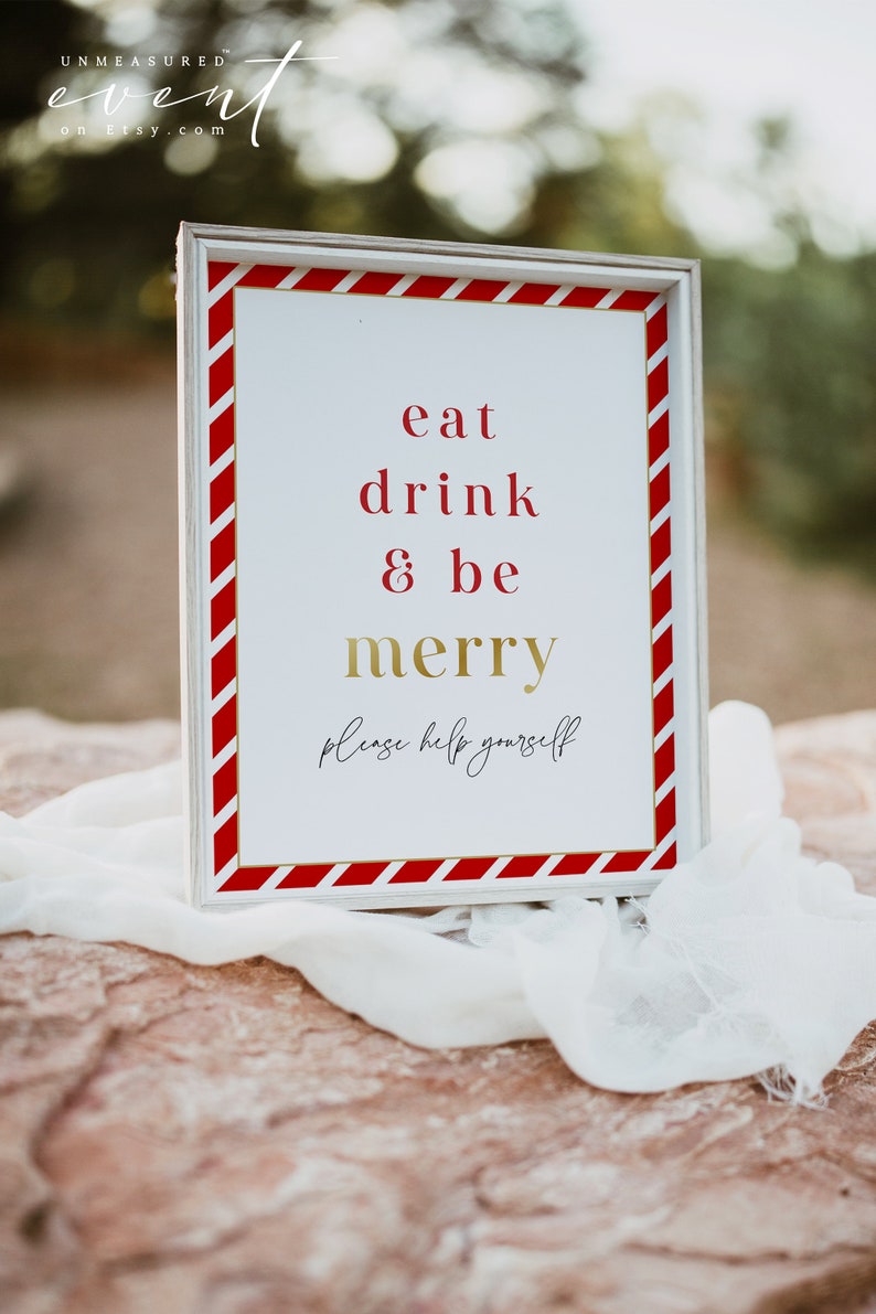 MERI Printable Christmas Food Sign Template Eat Drink and Be - Etsy