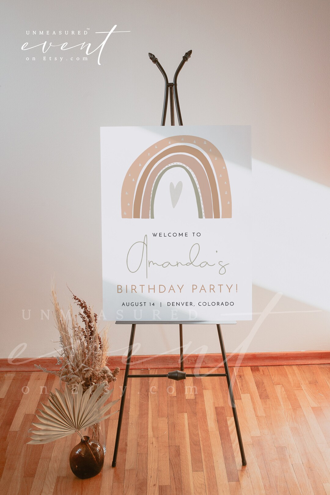 GITA Rainbow Baby Shower Welcome Sign, EDITABLE COLORS Bohemian Baby ...