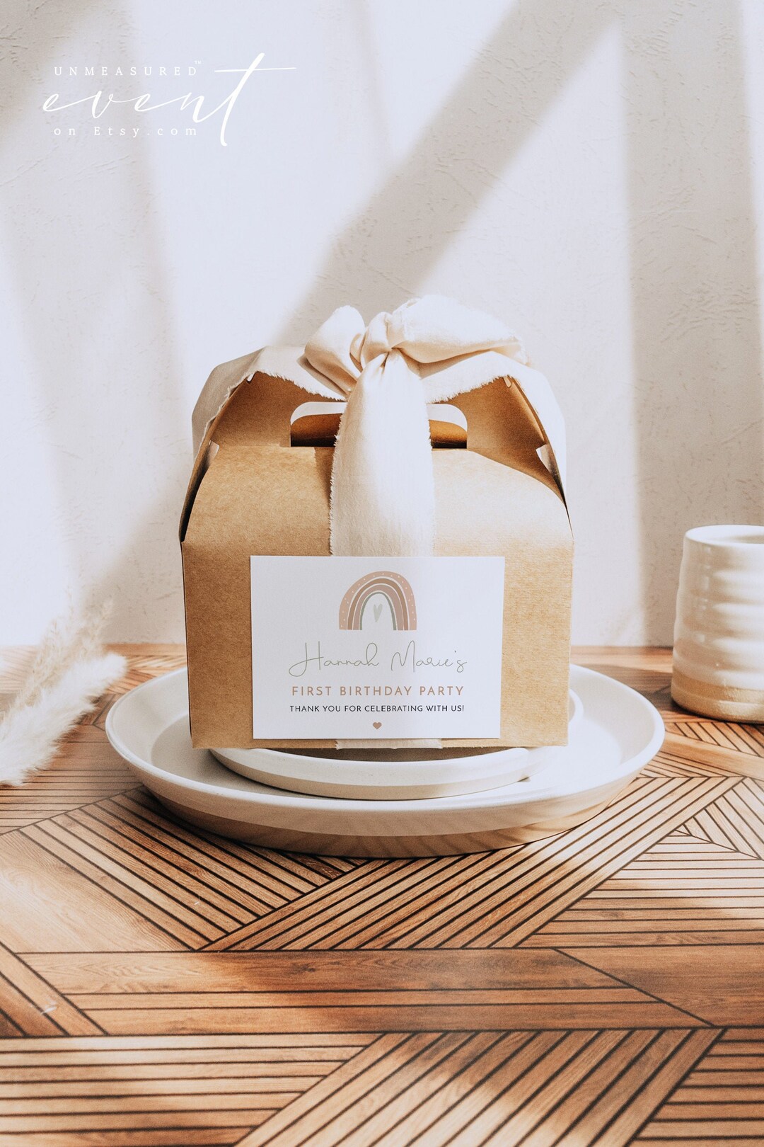 GITA Rainbow Gable Box Sticker Template, First Birthday Gable Box Favor ...