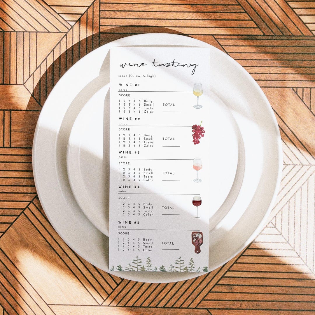 TIMBER Wine Tasting Cards, Wine Tasting Score Card, Wine Tasting ...