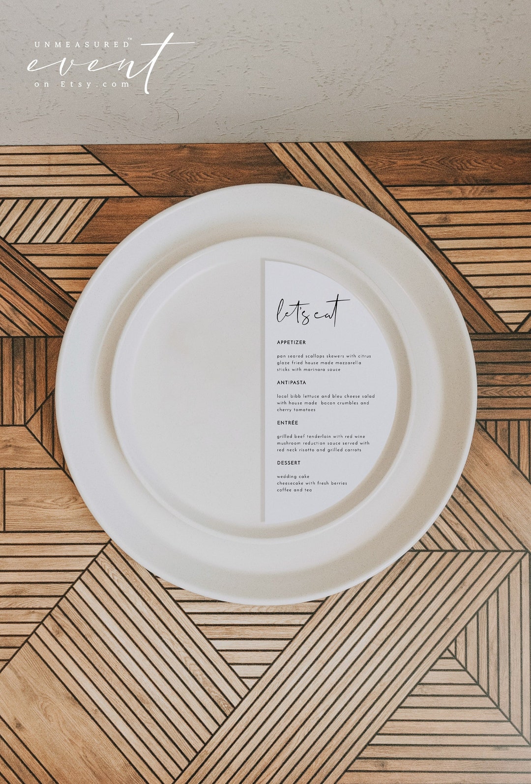 ADELLA Minimalist Half Moon Menu Template, Modern Half Circle Menu Card ...