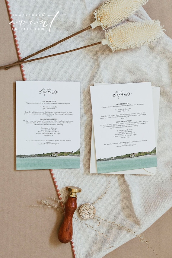 KEY WEST Wedding Details Card Template Printable Wedding | Etsy