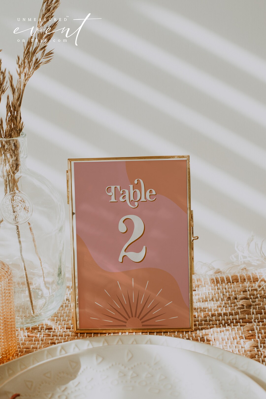 Retro Wedding Table Number Template, 70's Themed Table Numbers ...