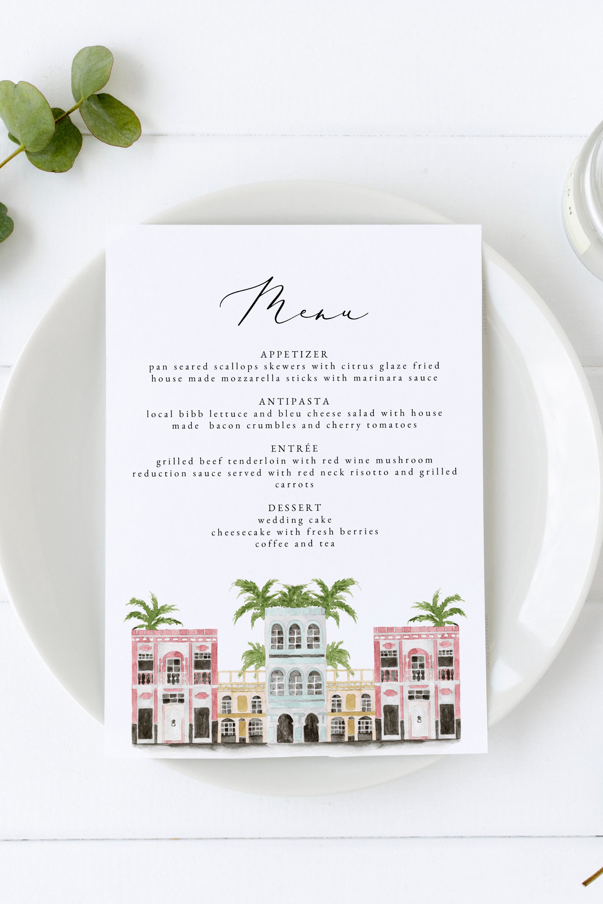 FIONA Charleston Wedding Menu Template, Miami Wedding Menu Cards ...