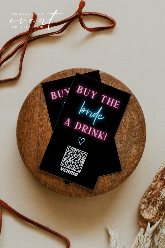 LOLA Neon Bachelorette Venmo Card Blue and Pink Neon - Etsy