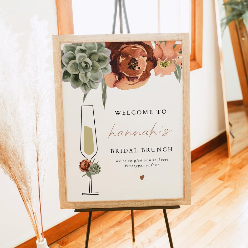 Bridal Brunch Welcome Sign, Terracotta Brunch and Bubbly Welcome Sign ...