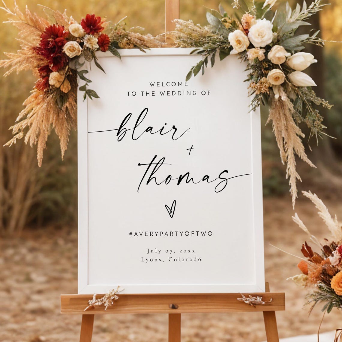 BLAIR PRINTED + SHIPPED Wedding Welcome Sign, Boho Wedding Welcome ...