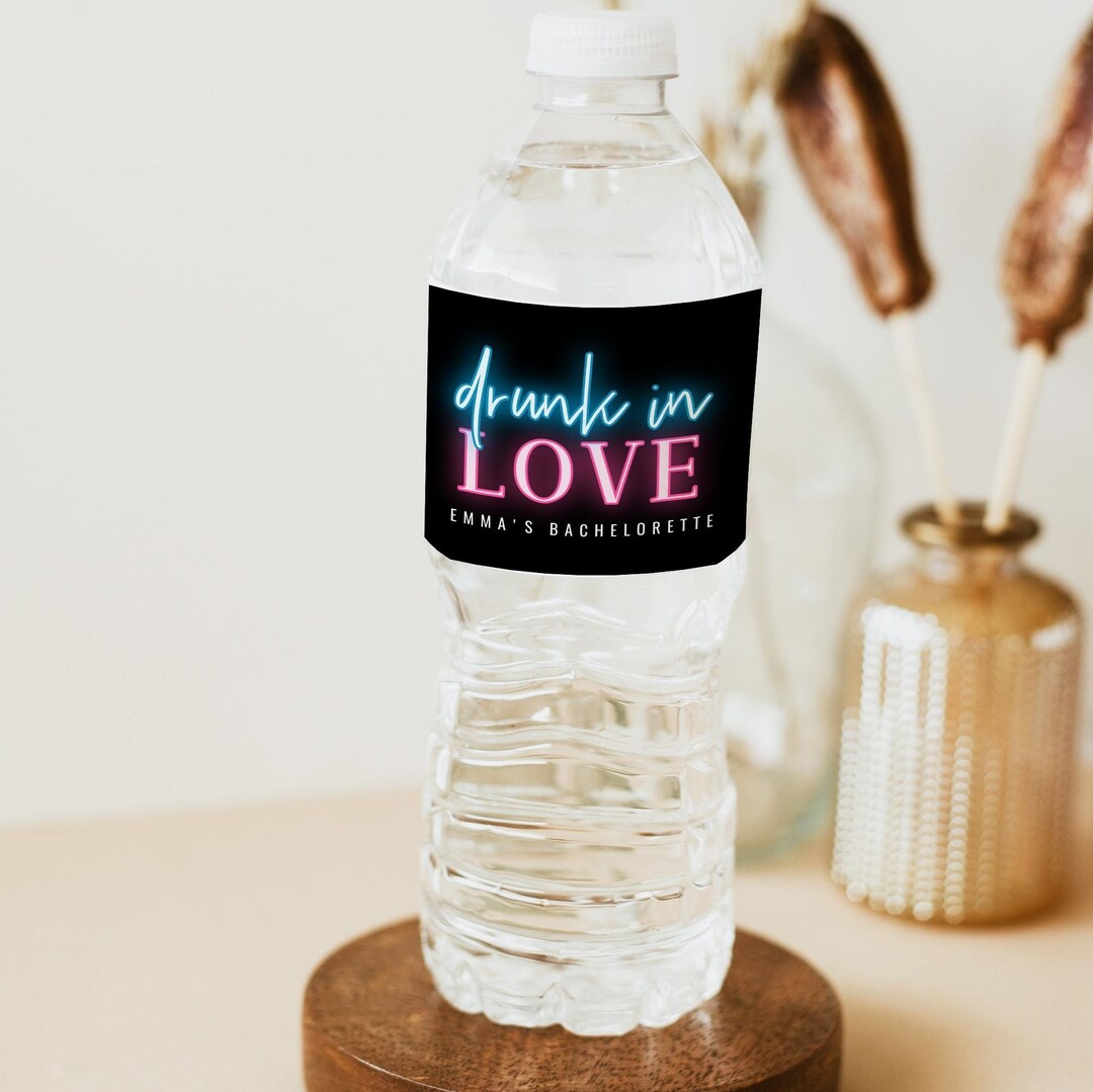 Bachelorette Water Bottle Label Template, Neon Bachelorette Water ...