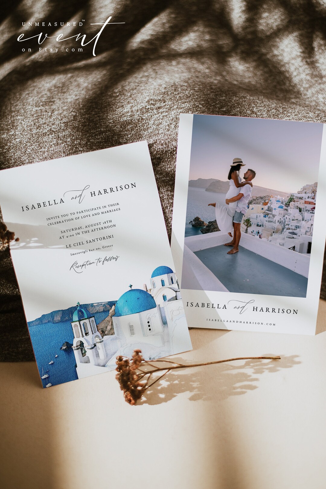 SANTORINI Wedding Invitation Template, Santorini Wedding Invite, Greek ...