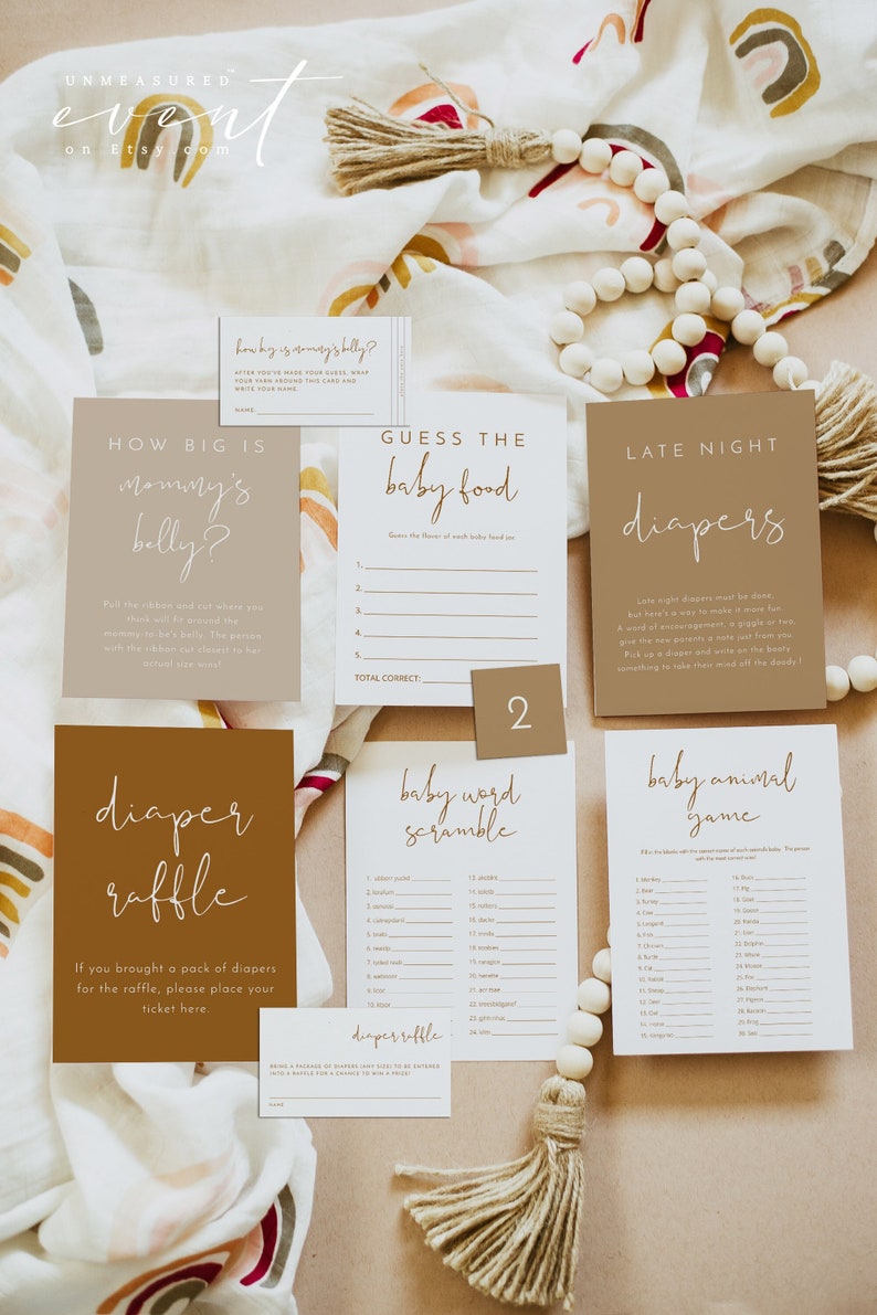 INDIE Bohemian Baby Shower Game Bundle Boho Baby Shower Game | Etsy