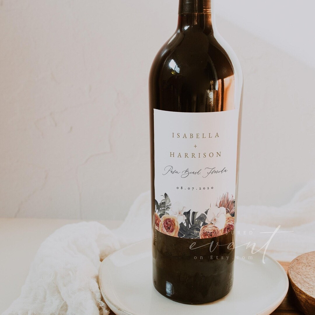 Terracotta Wedding Wine Label Template, Boho Wine Labels Wedding ...