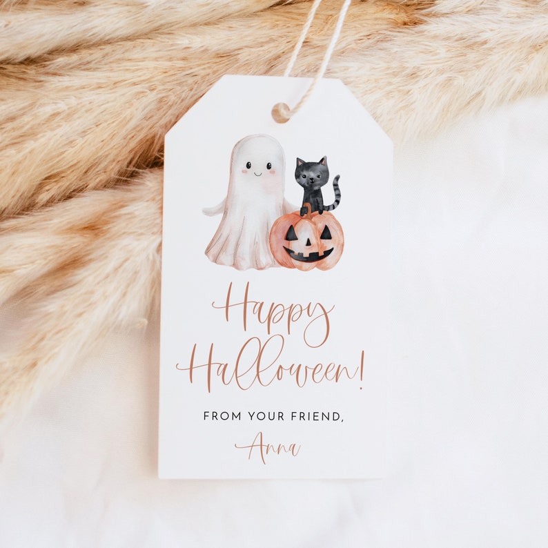 JOLIE PRINTED + SHIPPED Happy Halloween Gift Tag, Trick or Treat Favor ...