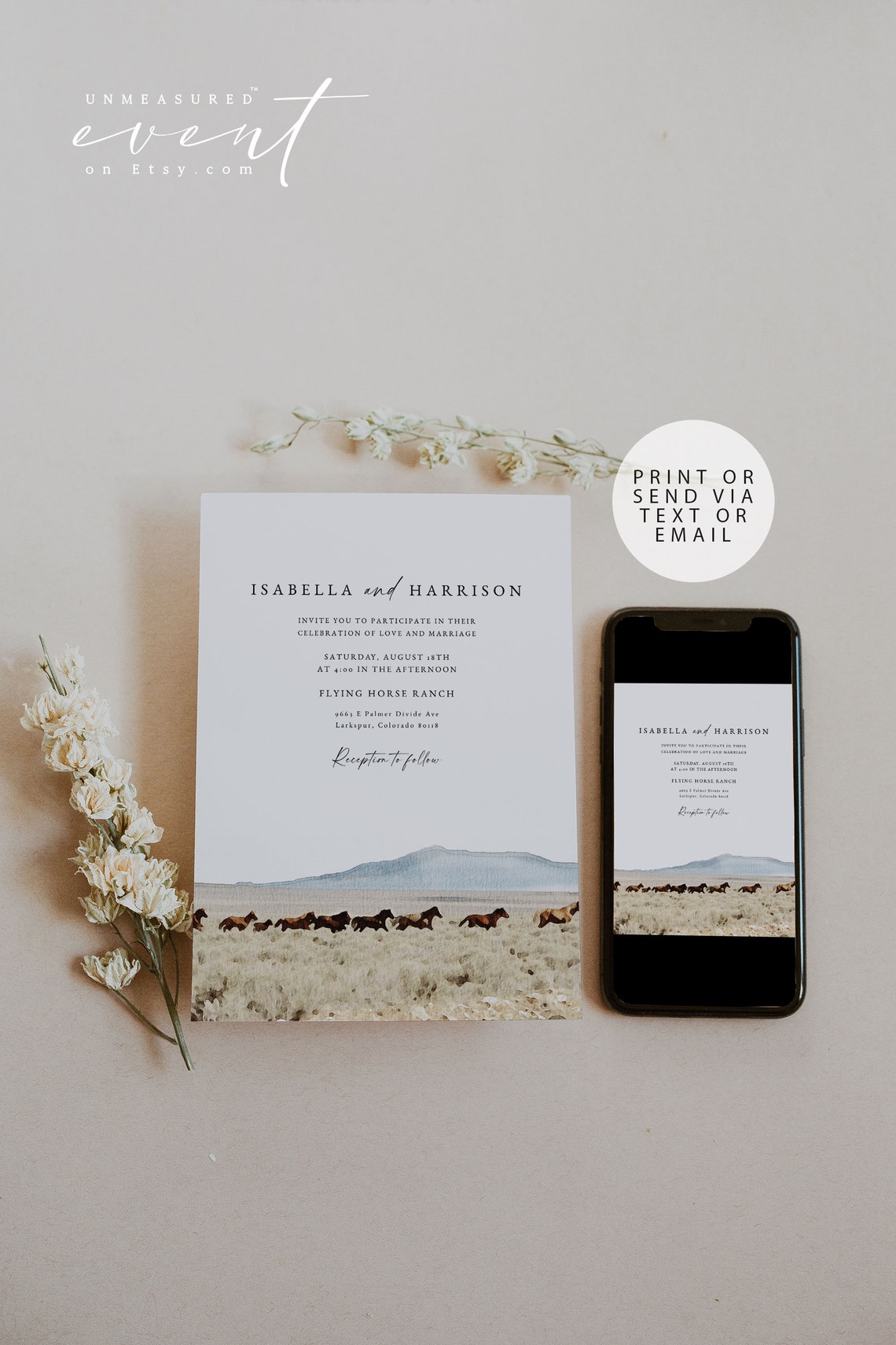 CHEYENNE Horse Wedding Invite Ranch Wedding Invite Horse - Etsy