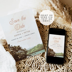 NANI Vintage Hawaii Save the Date Template, Photo Save the Date, Island Save the Date, Beach ...