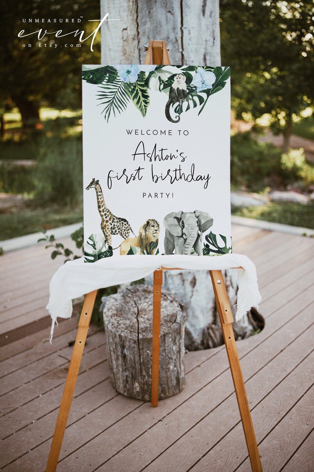 AMARA Boy Safari Baby Shower Welcome Sign Template, Jungle Baby Shower ...