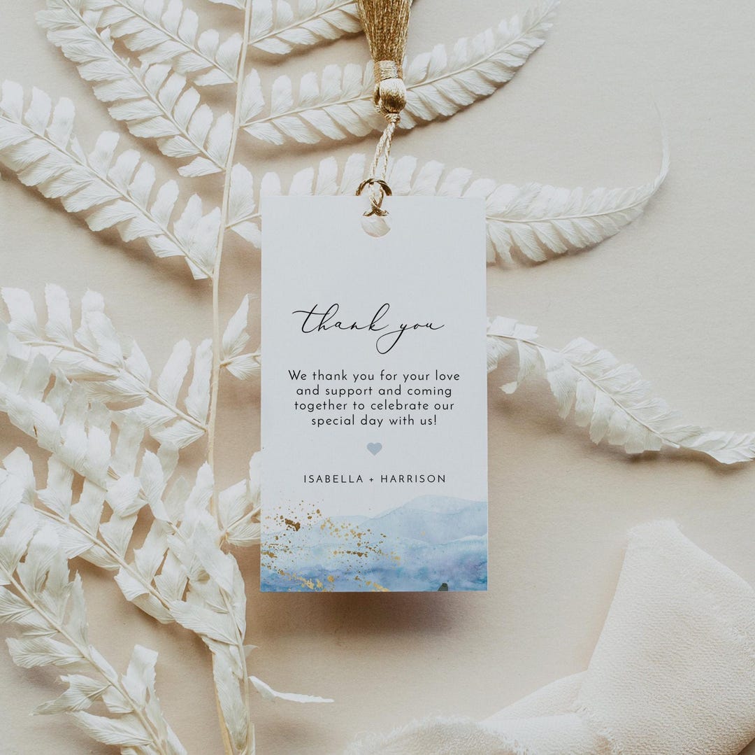 Favor Tag Template, Light Blue Watercolor Favor Tag Printable, Ocean ...