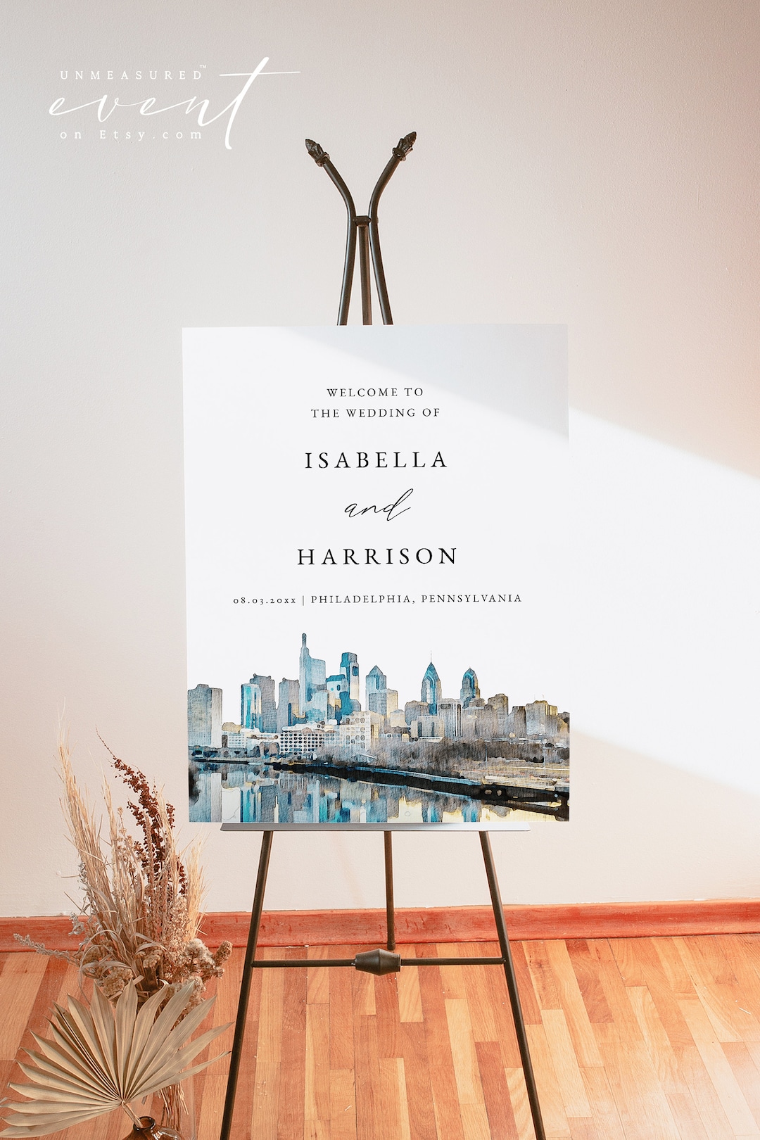 PHILADELPHIA Wedding Welcome Sign Template, Watercolor Philadelphia ...
