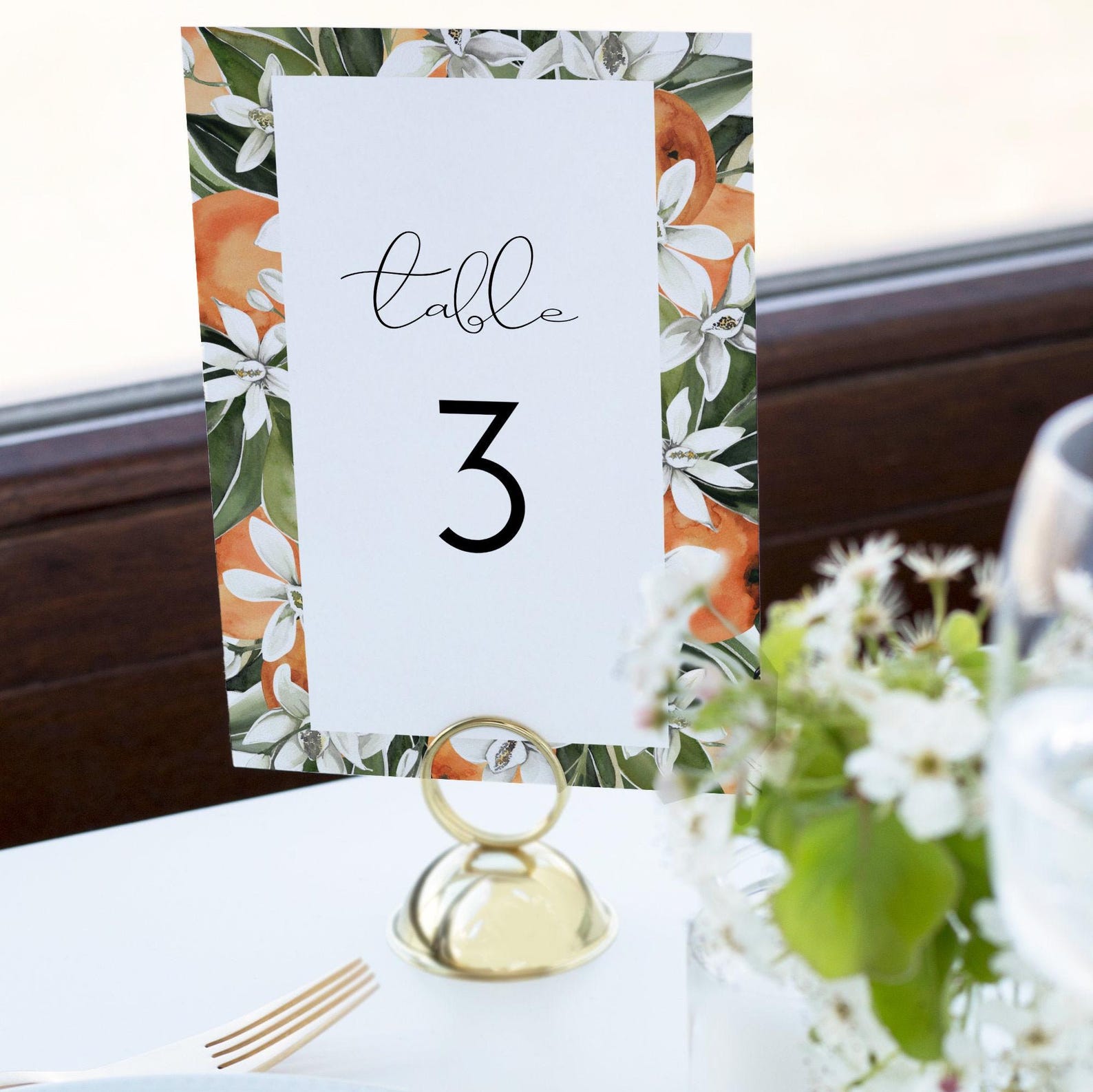 Orange Table Number Template, Citrus Table Number Printable, Clementine ...