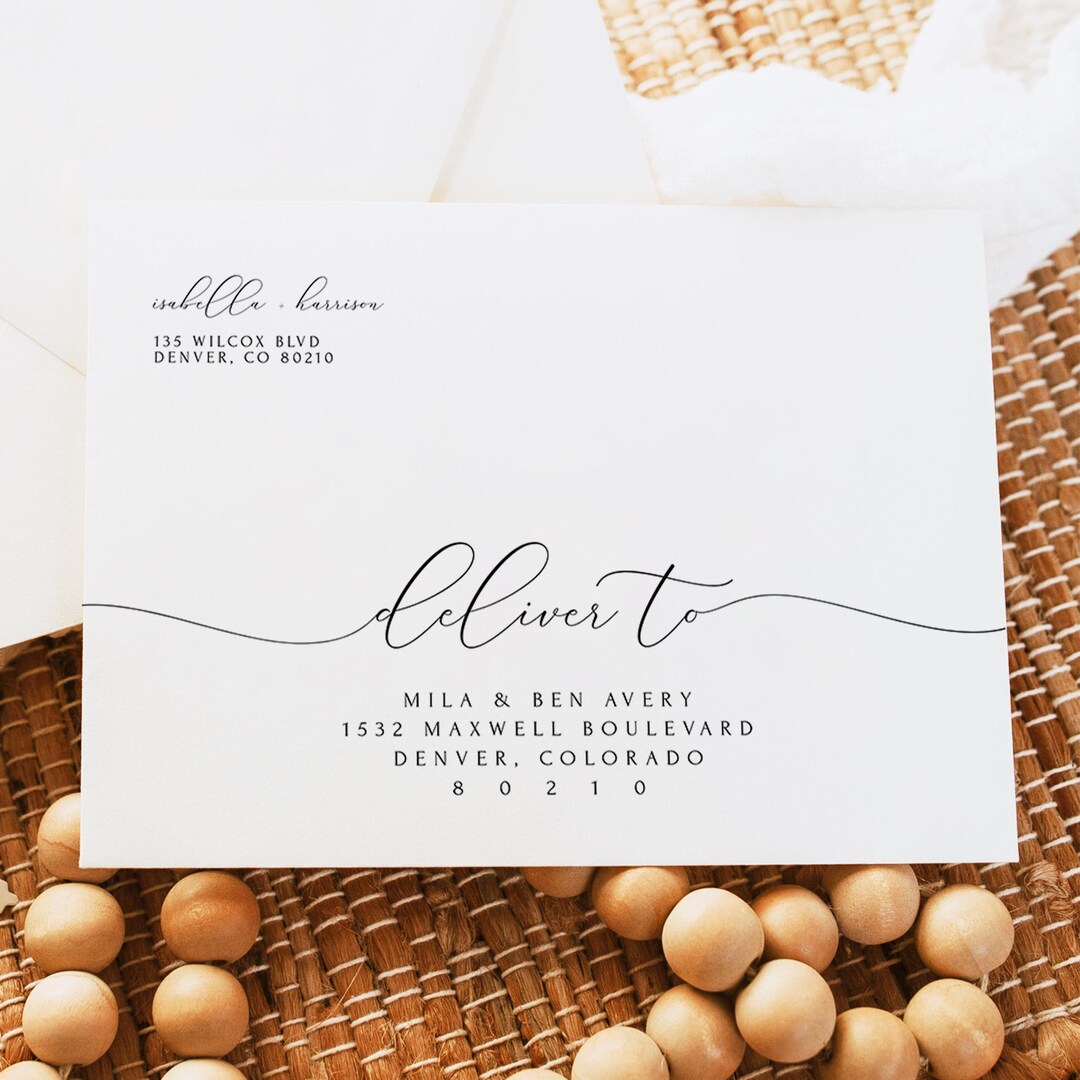 Script Wedding Envelope Address Template, Minimalist Printable Wedding ...