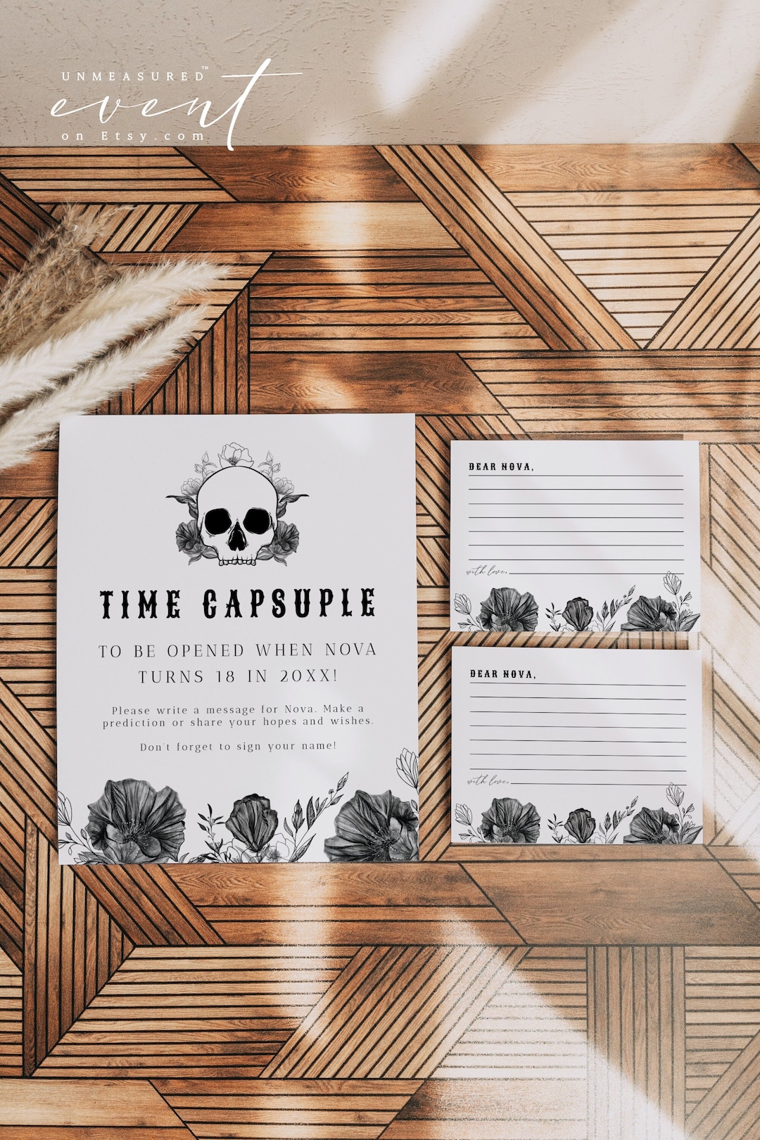 NOVA Time Capsule Template, Skull Time Capsule First Birthday, Gothic ...