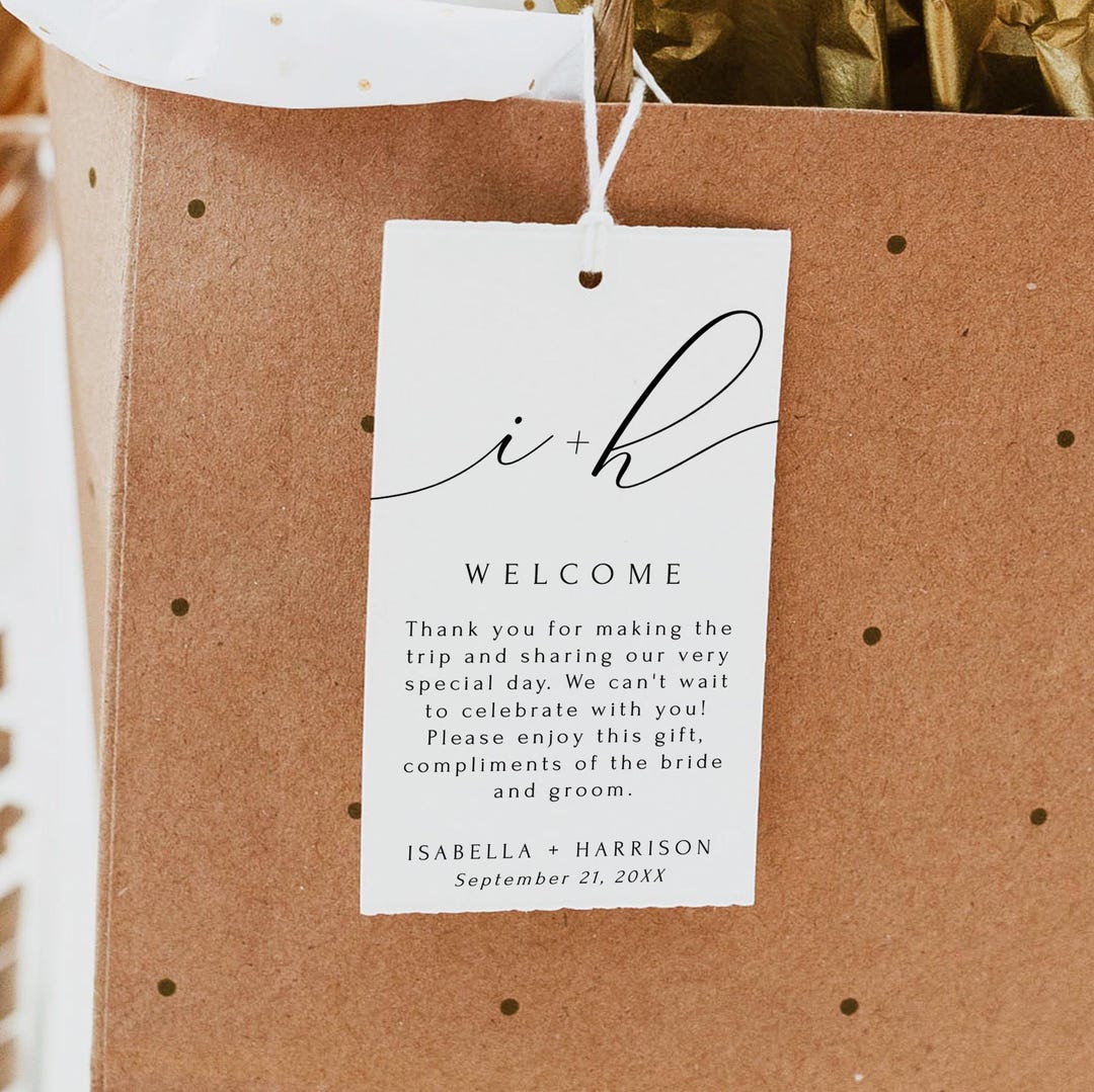 Welcome Tag Template, Wedding Welcome Bag Tag Printable, Wedding Favor ...