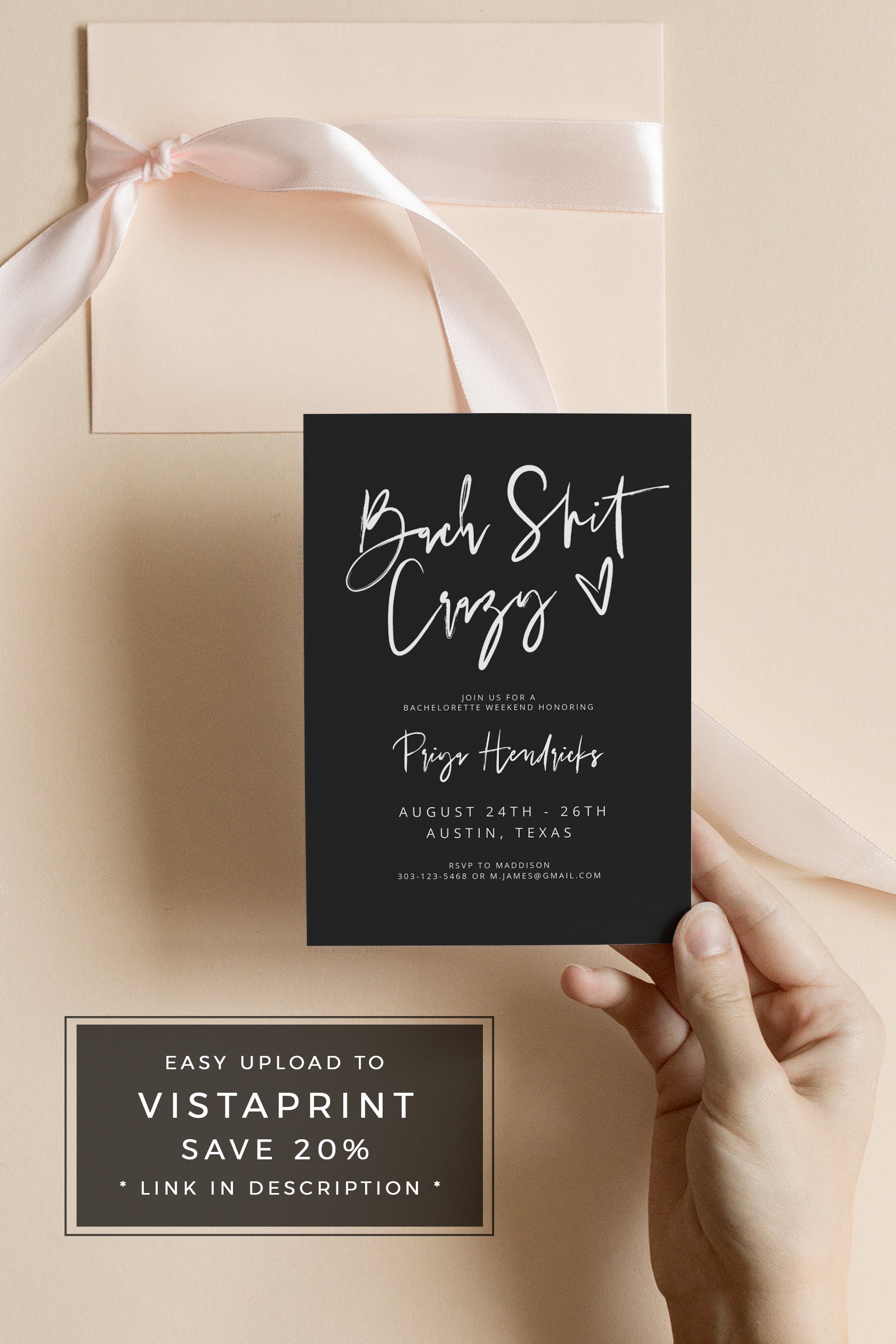 PRIYA Bach Shit Crazy Bachelorette Invitation Template, Black ...