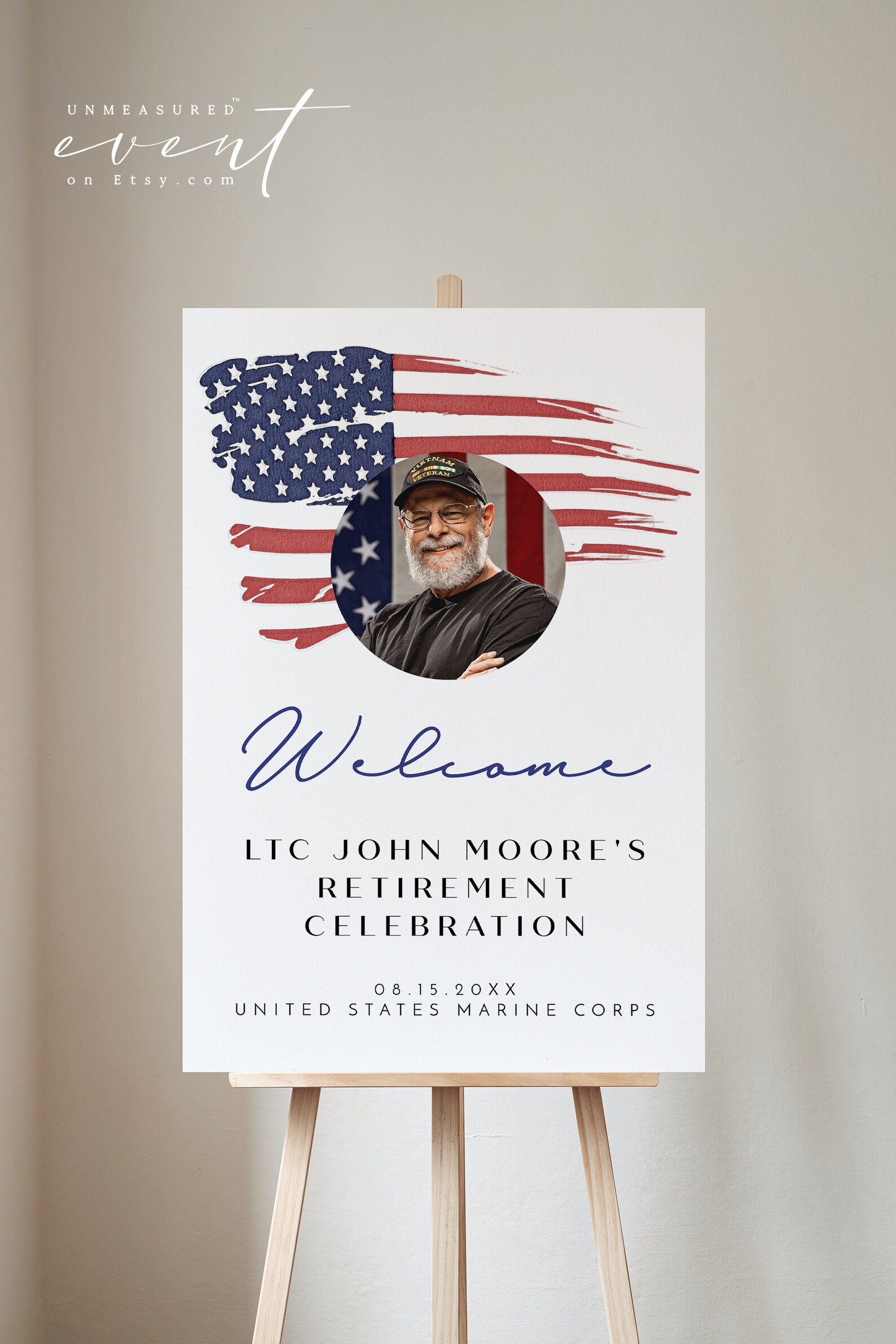 AMERICAN FLAG Retirement Party Welcome Sign Template Army - Etsy