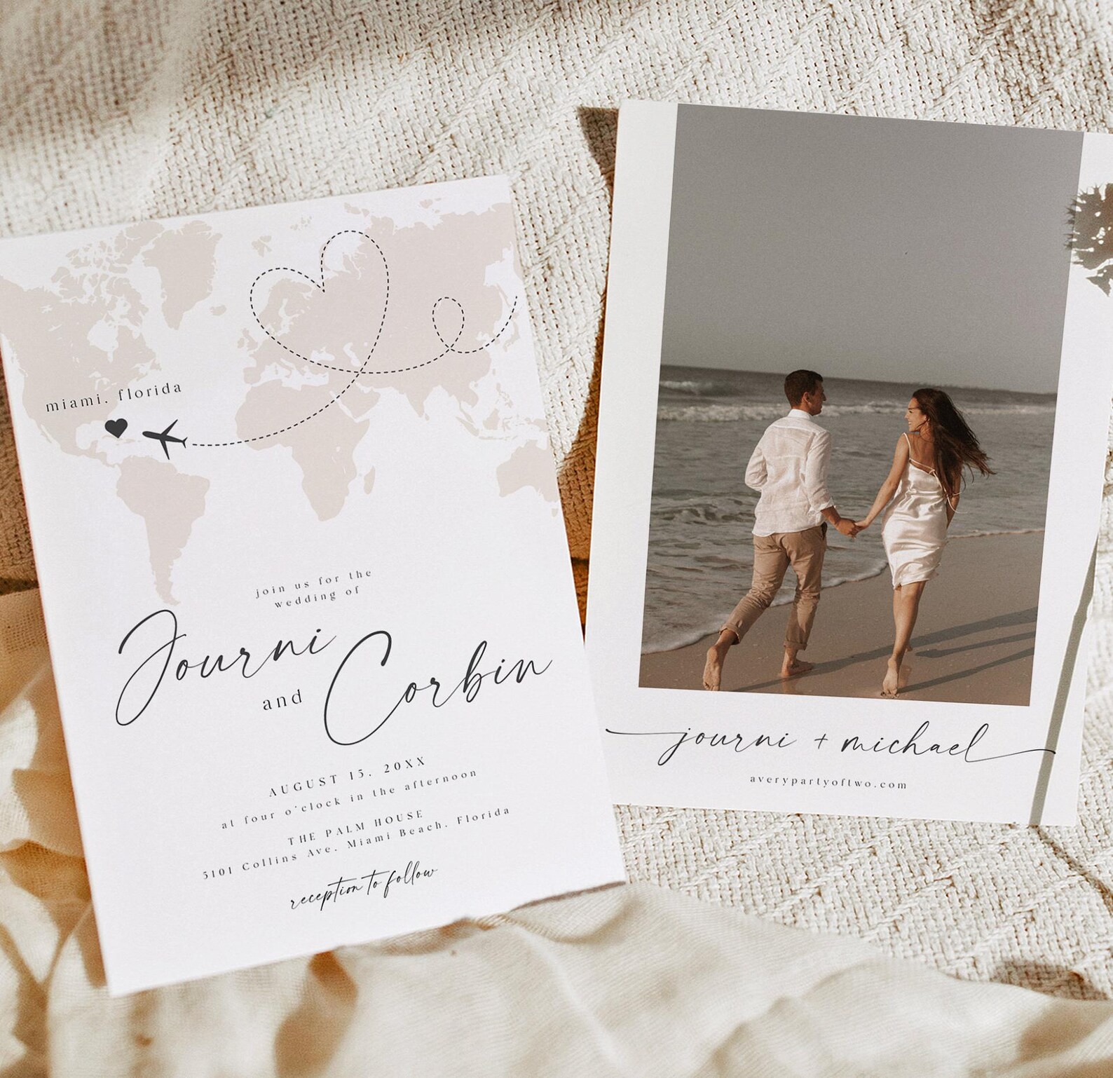 Destination Wedding Invitation Template Suite Editable World Map 3 ...