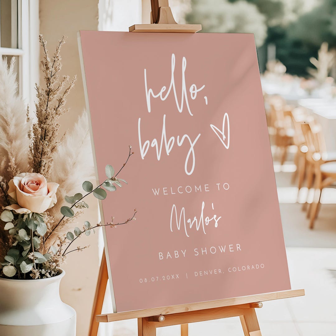 MARLO PRINTED + SHIPPED Boho Baby Shower Welcome Sign Template, Blush ...