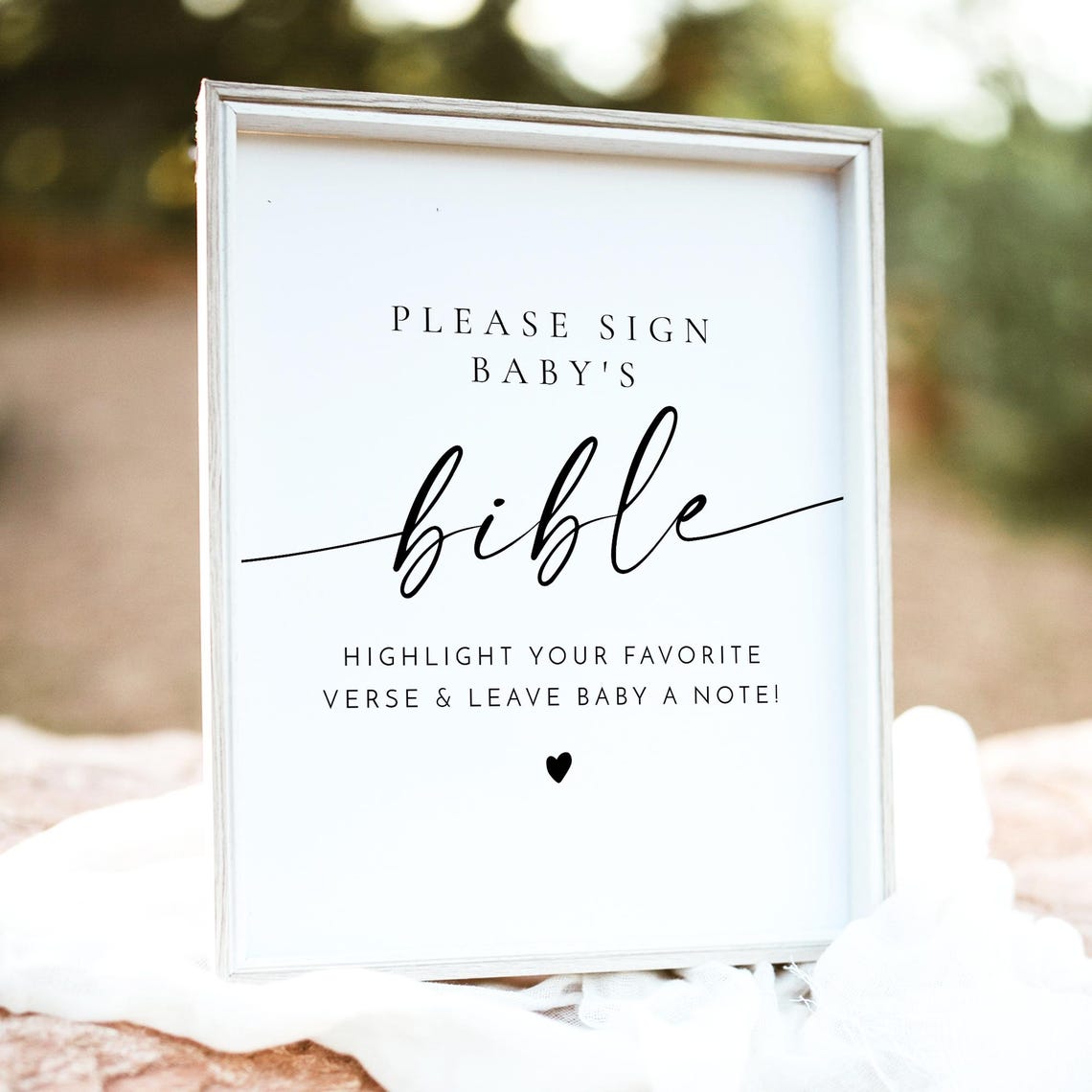 Baby's Bible Sign Template, Please Sign Baby's Bible Sign, Bible Guest ...