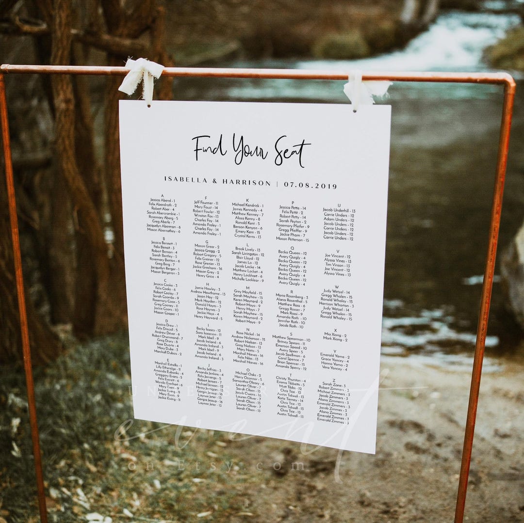 Alphabetical Seating Chart Template Wedding Seating Chart Template ...