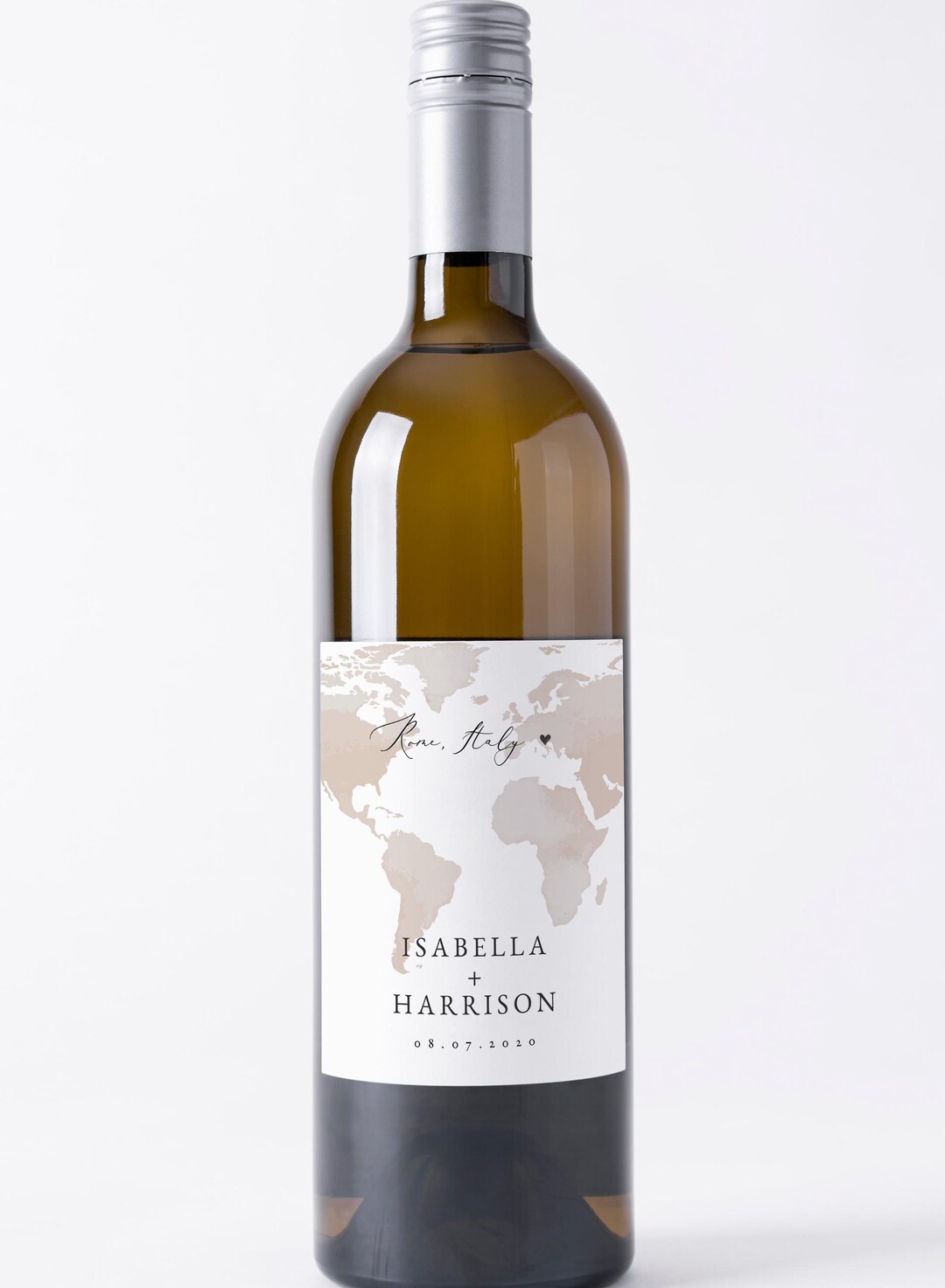 Destination Wedding Wine Label Template, Watercolor Map Wine Label ...