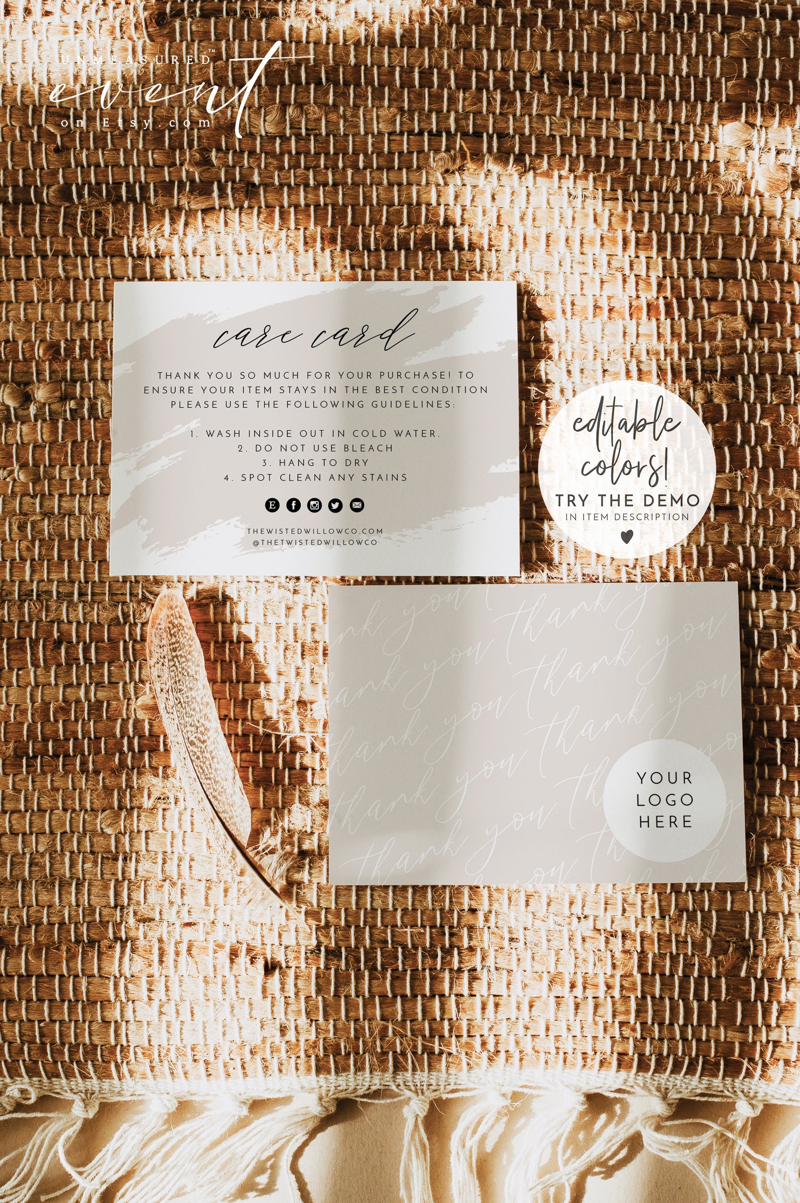 AYSHA Product Care Card, Product Care Instructions, Small Business Care ...