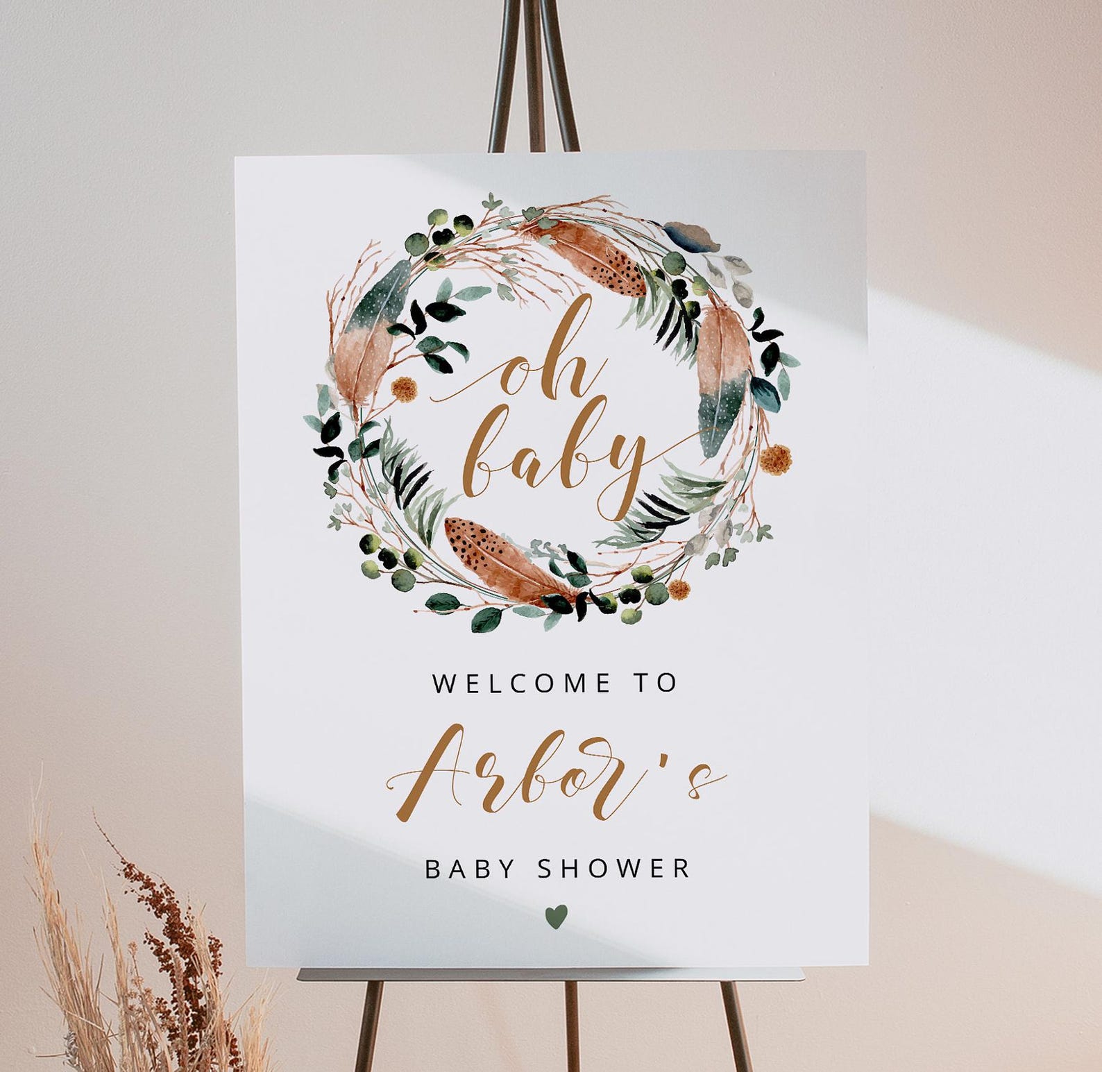 ARBOR Fall Baby Shower Welcome Sign Template, Autumn Baby Shower ...
