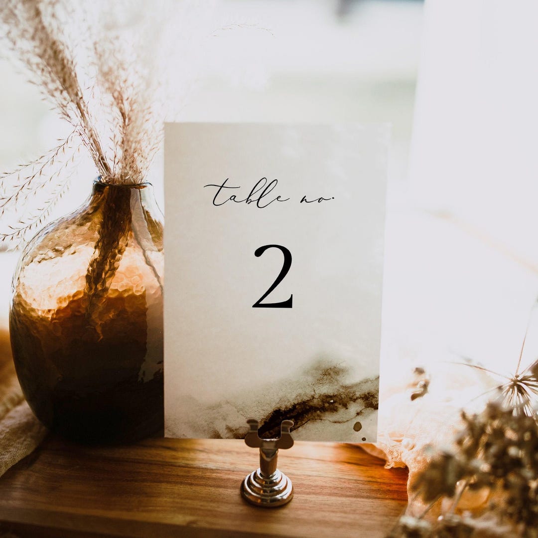 Rust Watercolor Table Number Template, Printable Table Numbers, Wedding ...