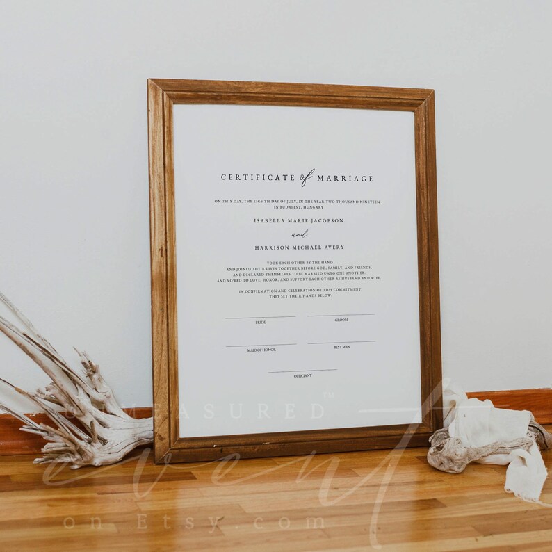 Modern Marriage Certificate Template, Simple Marriage Certificate ...
