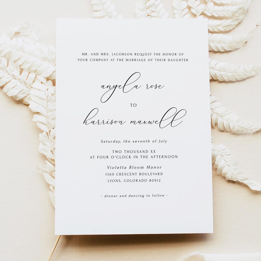 Elegant Wedding Invitation Template, Photo Wedding Invitation, Script ...