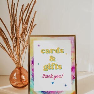 LORI Cards and Gifts Sign Template, Tie Dye Gift Table Sign, Retro ...